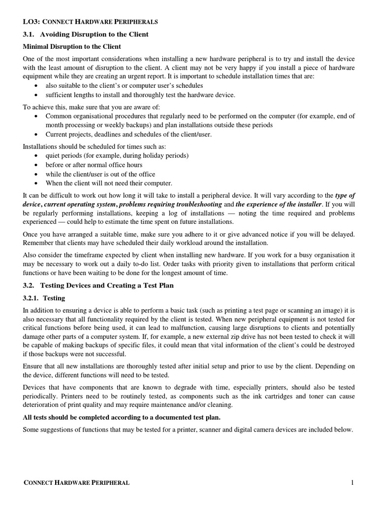 Lo3 Connect Hardware Peripherals | PDF | Computer Monitor | Printer (Computing)