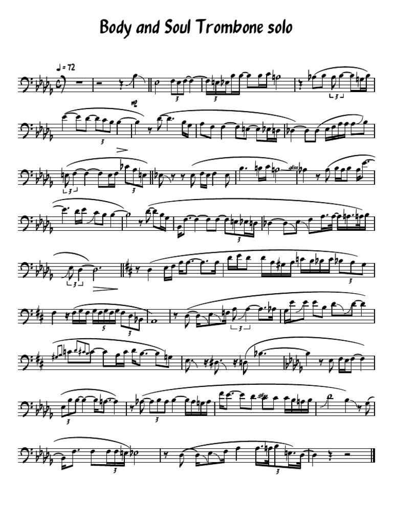 Body and Soul Trombone Solo-Transcription | PDF
