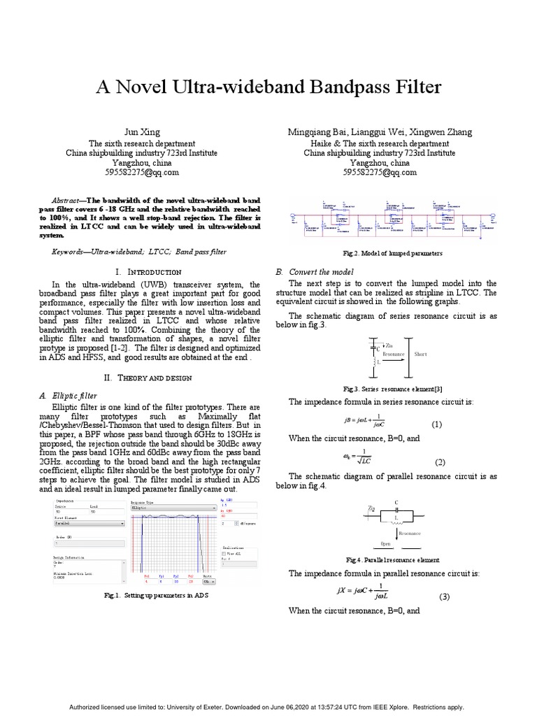 A Novel Ultra-Wideband Bandpass Filter | PDF | Filter (Signal ...