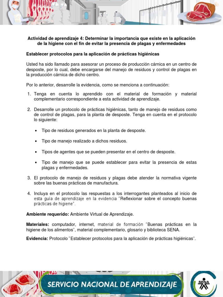 Evidencia Protocolo Establecer Protocolos Aplicacion Practicas Higienicas | PDF