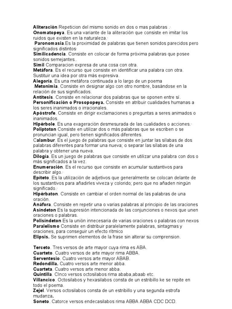 Aliteración y figuras literarias | PDF | Rima | Palabra