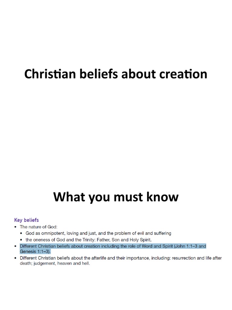 Christian Beliefs About Creation | PDF | God The Father | Genesis ...