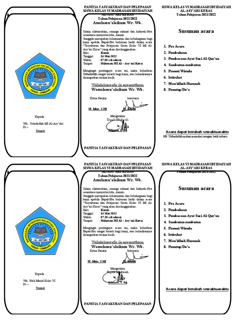 Undangan Haflah MI 2022 | PDF