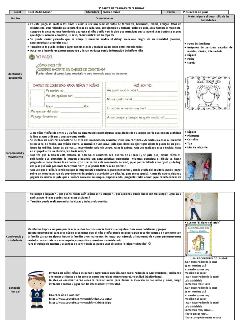 3° Pauta de Trabajo en El Hogar | PDF | Canciones