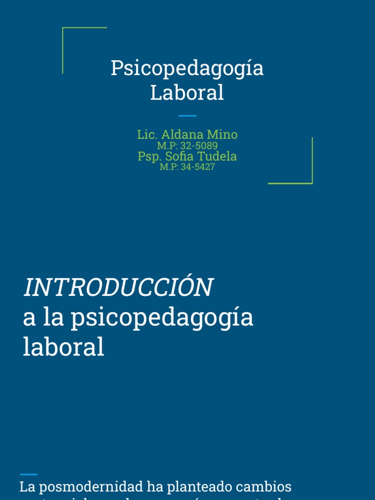 Psicopedagogía Laboral | PDF | Aprendizaje | Sicología