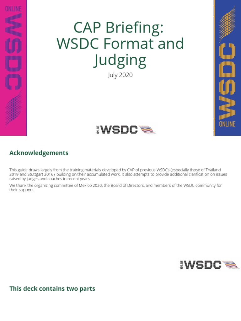WSDC Format and Judging Guide 2020 | PDF | Argument | Logic