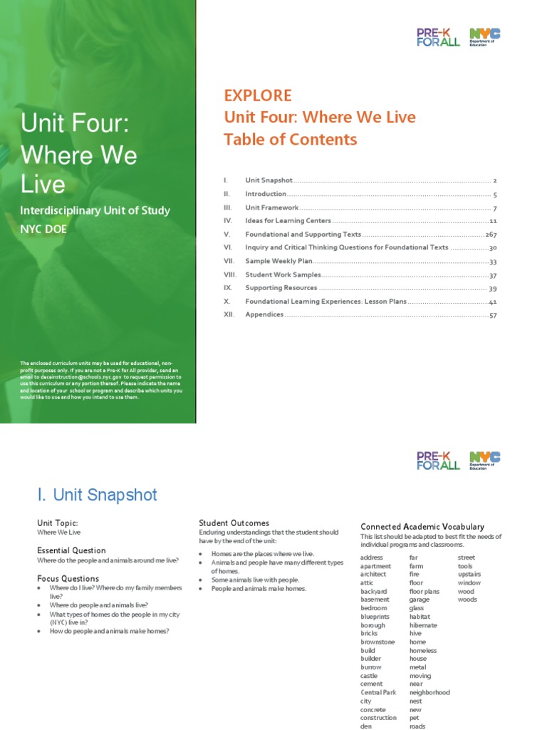 Pre-K Unit 4: Where We Live | PDF | Learning | Cognition