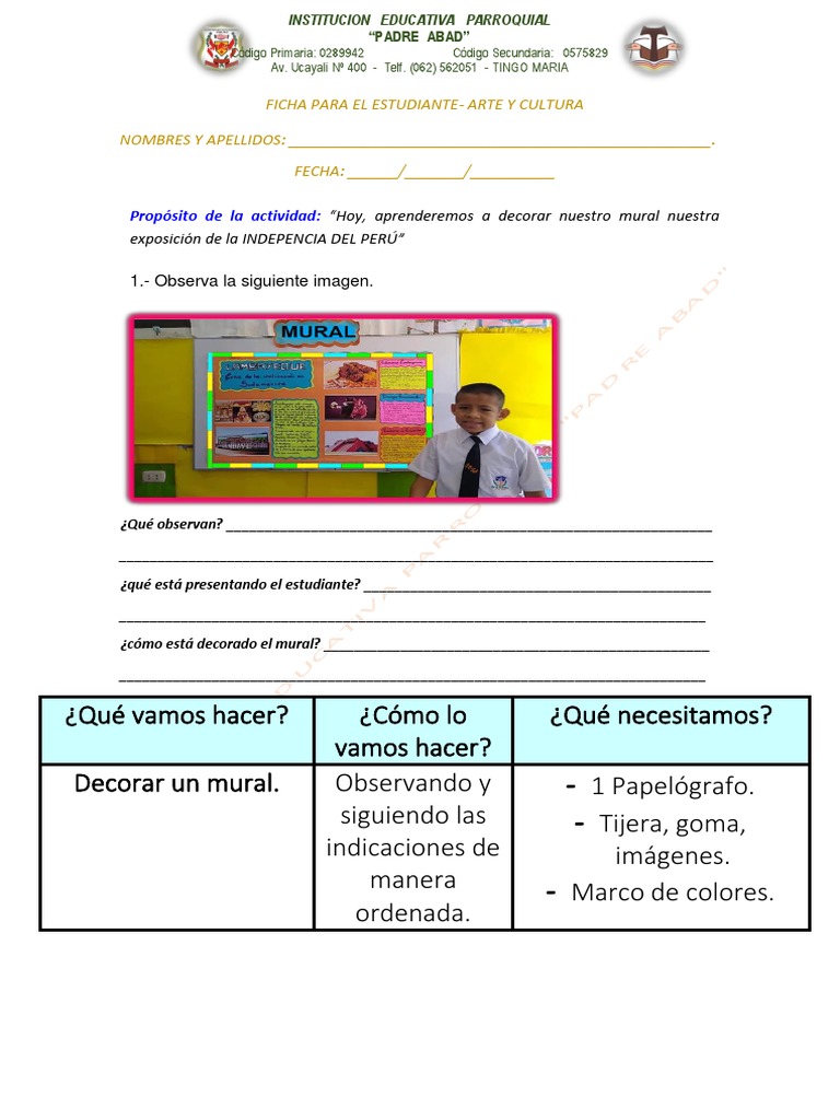 FICHA PARA EL ESTUDIANTE Arte y Cultura | PDF