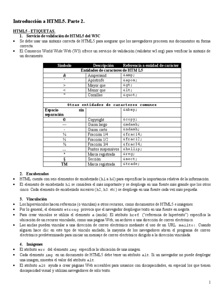 Intro HTML5 Parte 2 | PDF | HTML | Hipervínculo