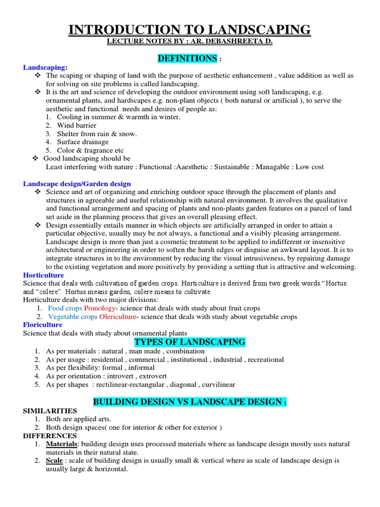Introduction To Landscaping: Definitions | Download Free PDF ...