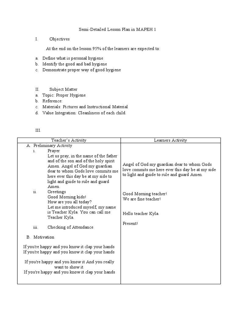 Lesson-PLan | PDF | Hygiene | Lesson Plan