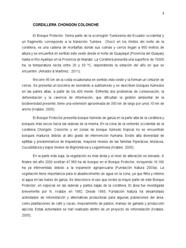 Cordillera Chongon Colonche | PDF | Los bosques | Ecuador