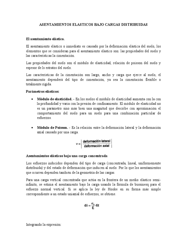 Asentamientos Elasticos Bajo Cargas Distribuidas Pdf Elasticidad