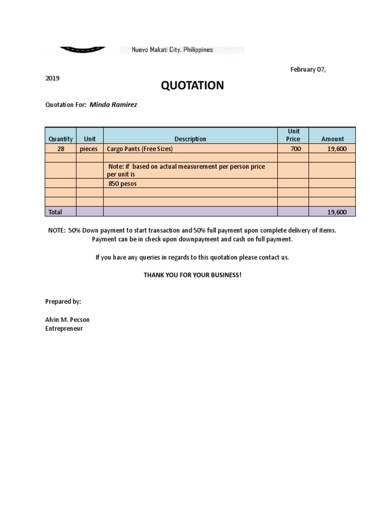 Quotation Minda Ramirez | PDF