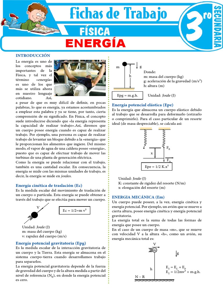 Energia para Tercer Grado de Secundaria | PDF | Energía potencial | Cantidades fisicas