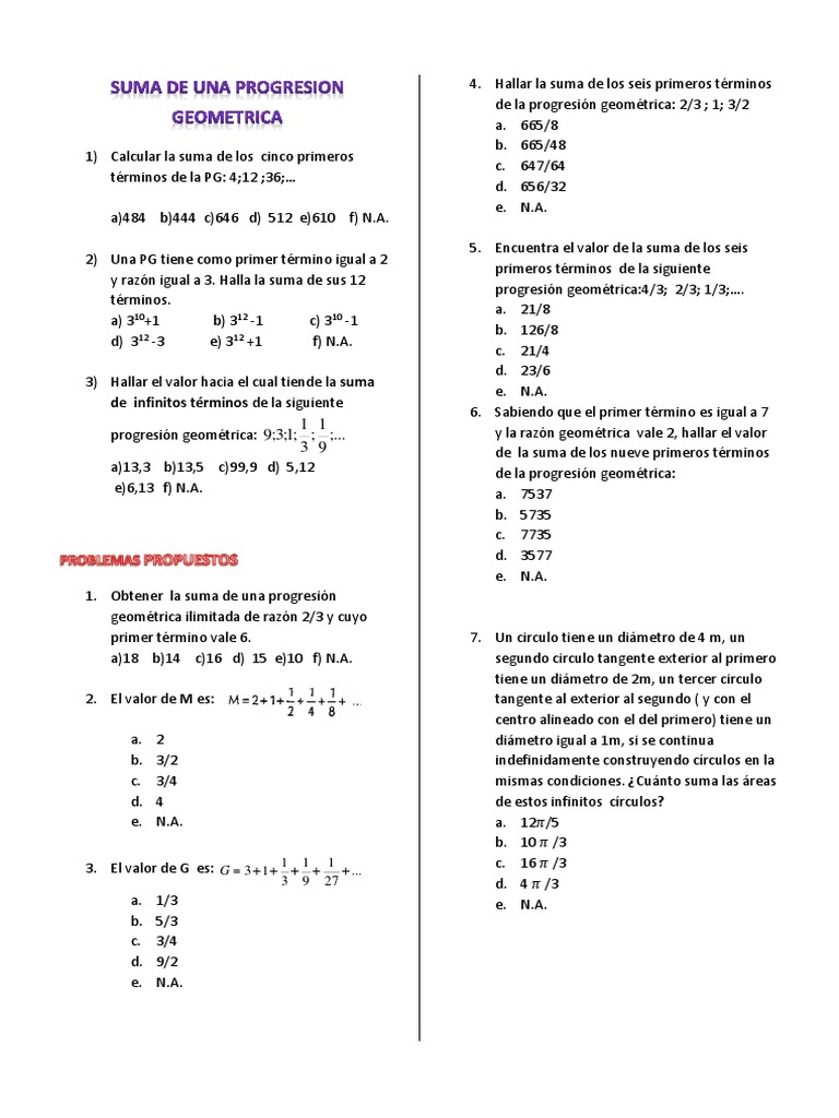 Progresion Geometrica Suma | PDF | Matemáticas