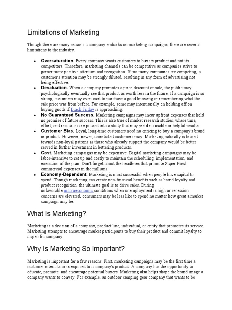 Limitations of Marketing | PDF | Marketing | Social Media Marketing
