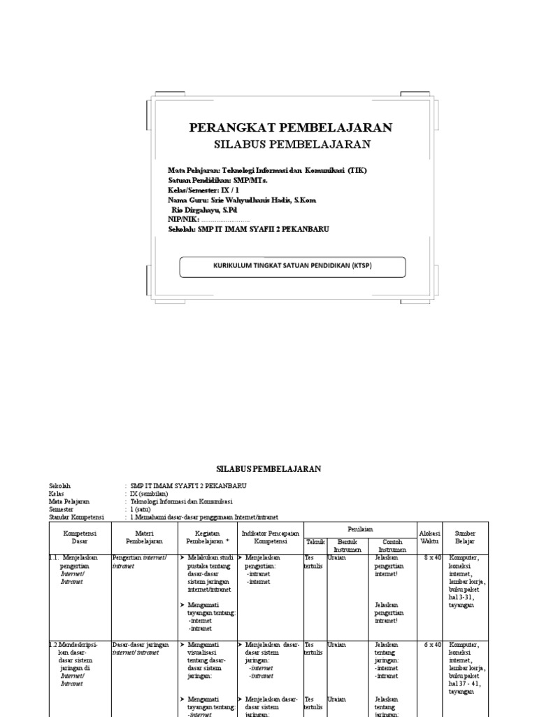 Silabus Kelas 9 | PDF