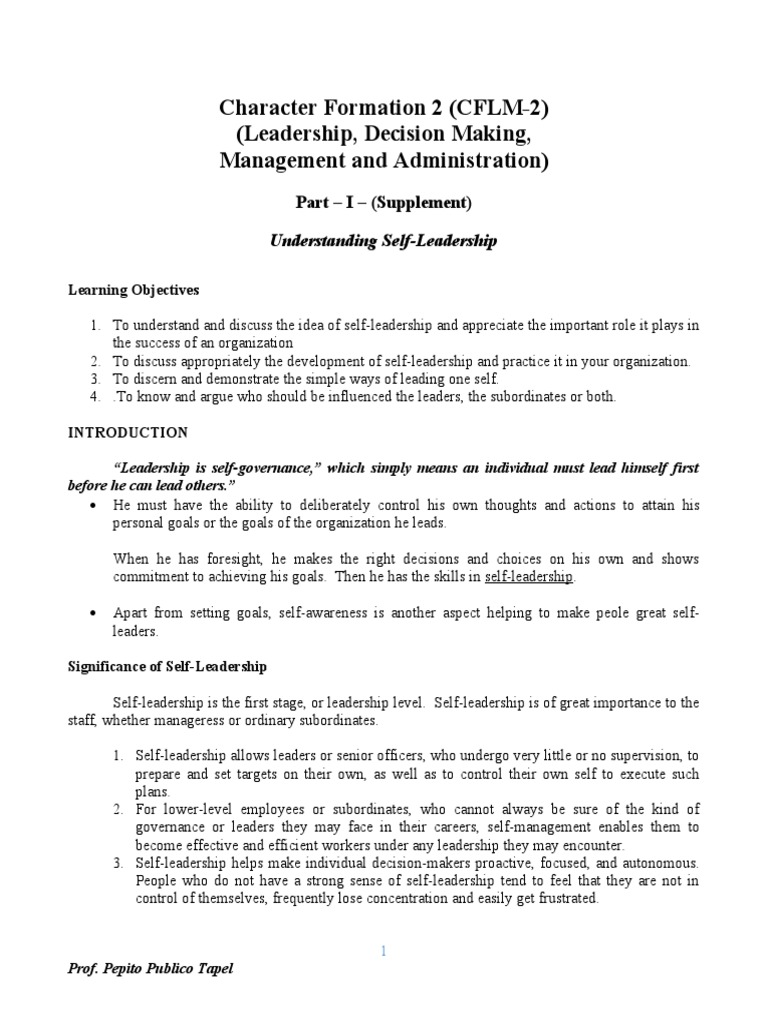 Character Formation 2 (CFLM-2) (Leadership, Decision Making, Management ...