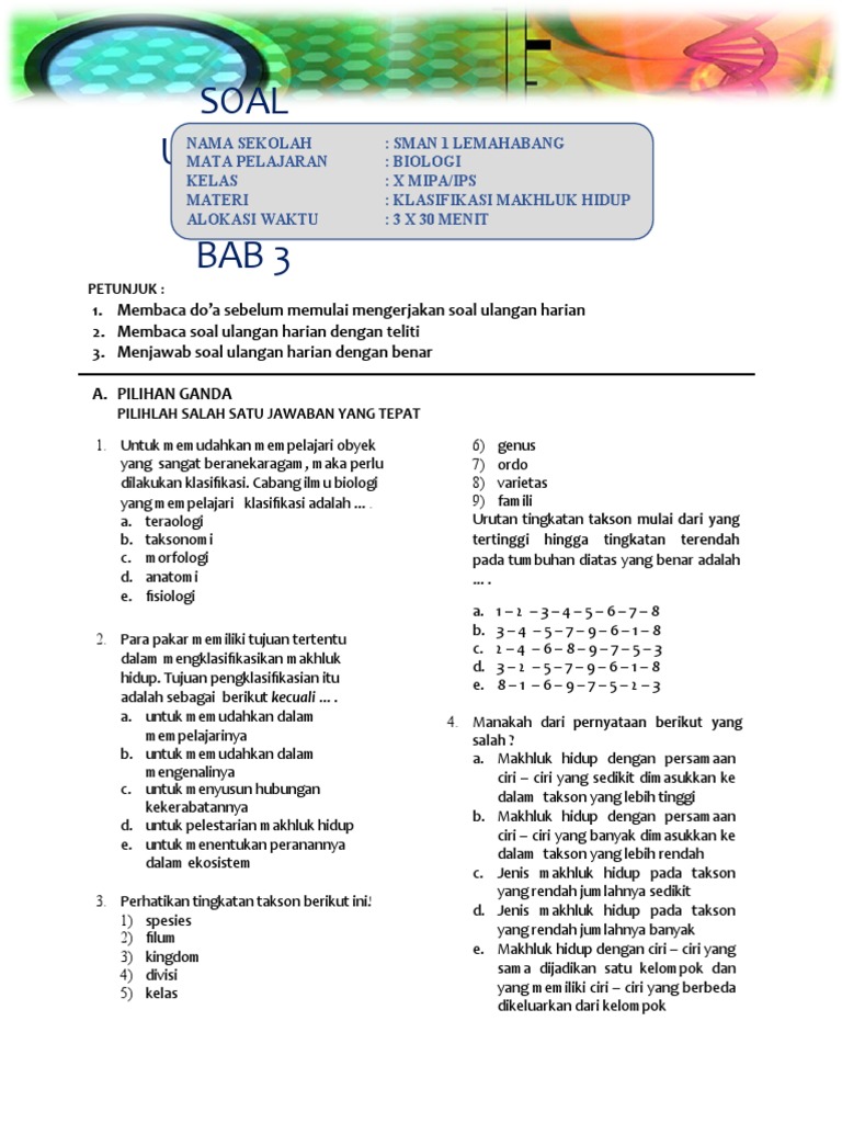 Soal Ulangan Bab 3 Fix | PDF