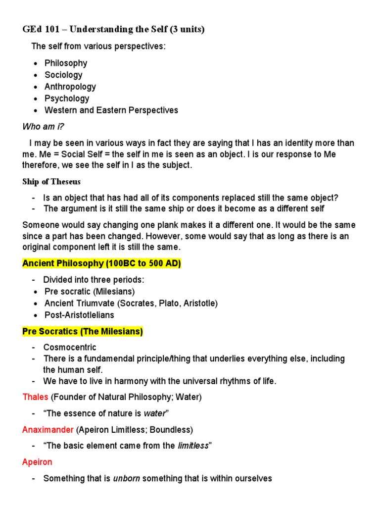 Ged 101 - Understanding The Self (3 Units) | PDF | Soul | Reason Ged 101 - Understanding The Self (3 Units) | PDF | Soul | Reason