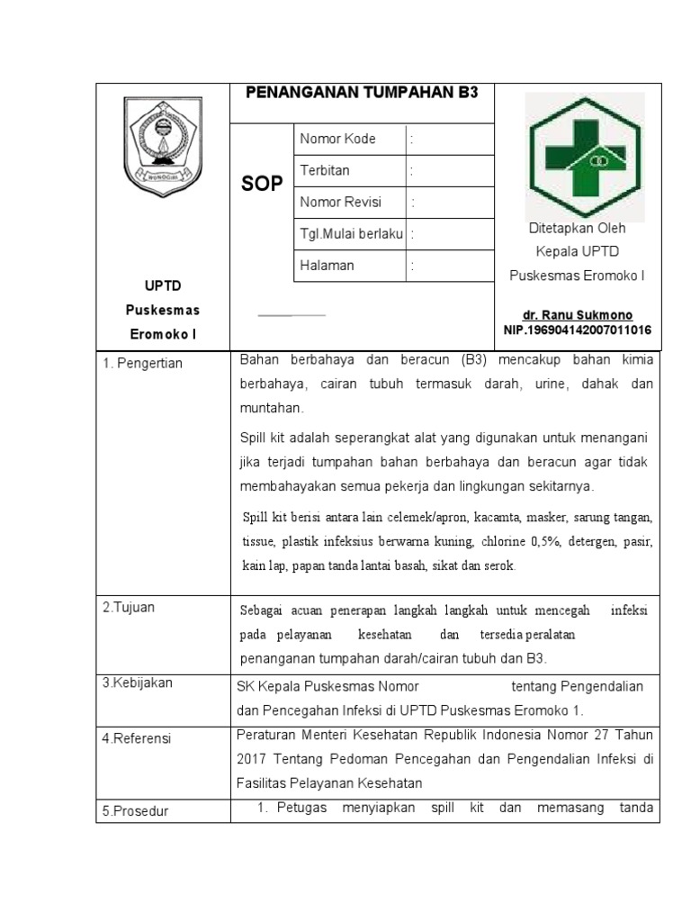 SOP-penanganan Limbah B3 THN 2022 | PDF
