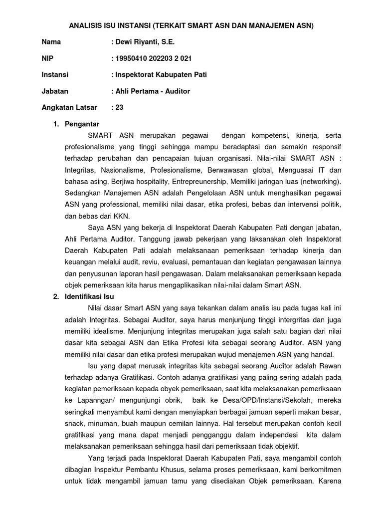 Analisis Isu Smart Asn Dan Manajemen Asn | PDF