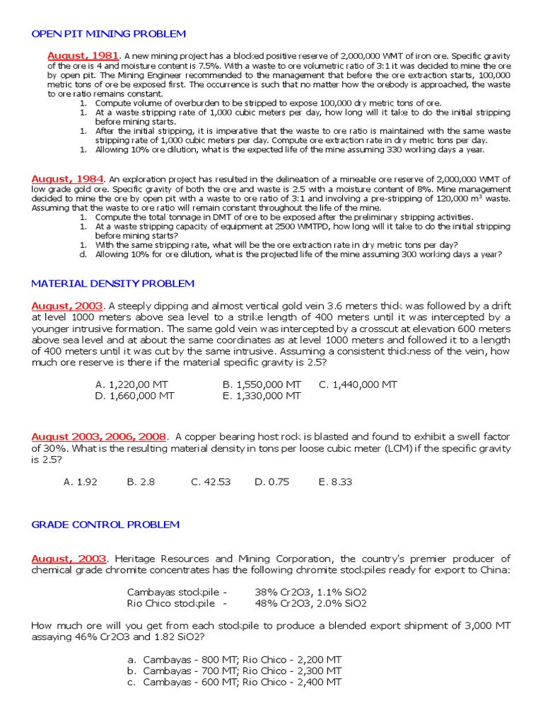 Math Applications 1 - Sample Problems | Download Free PDF | Mining | Ton