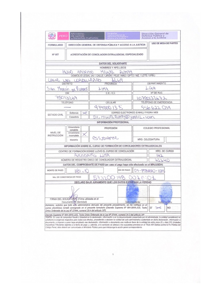 Formulario N007 Completo | PDF