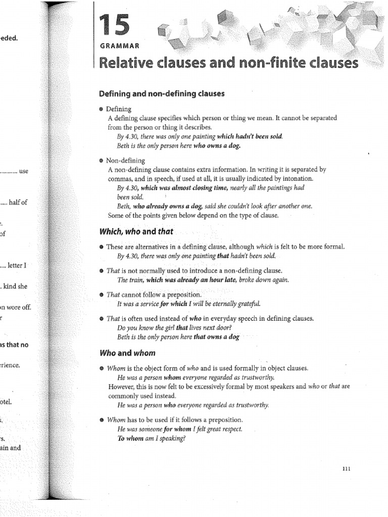 Vince-LPFA - (15) Relative Clauses and Non-Finite Clauses | PDF | Clause | Linguistics
