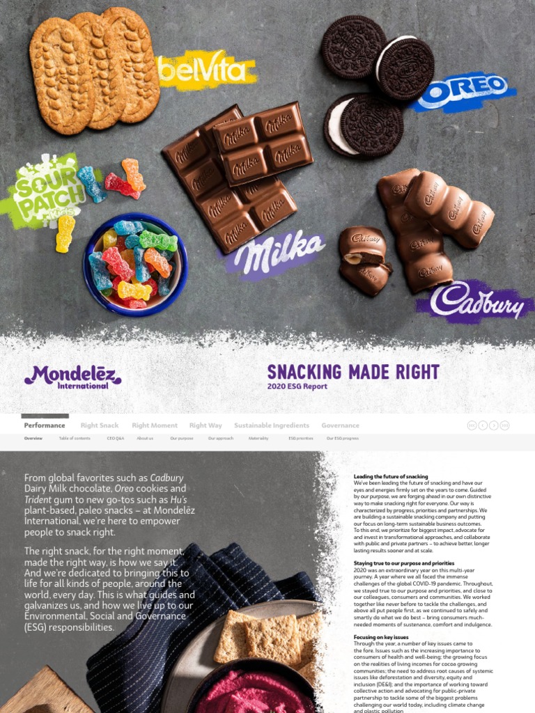 2020 MDLZ Snacking Made Right Report | PDF | Sustainability | Chocolate