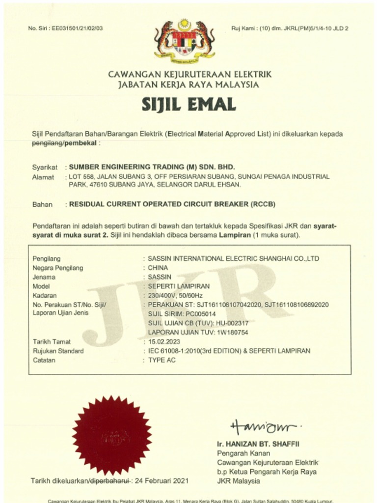 PDF Sassin JKR Approval - RCCB | PDF