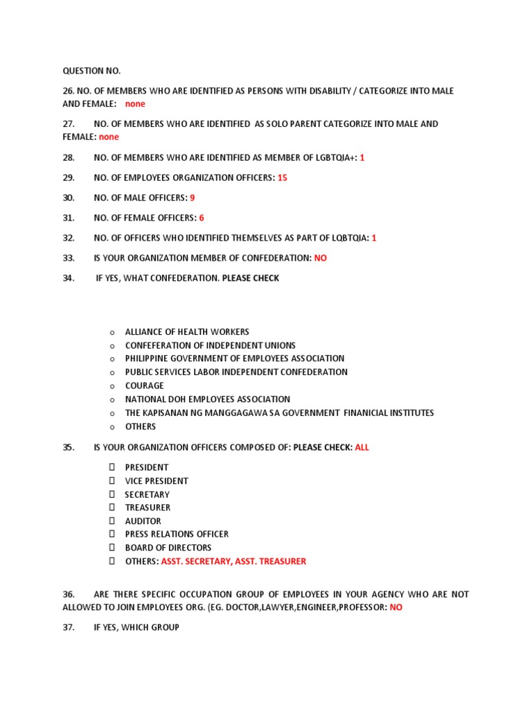 CSC Questionnaire | PDF | Occupational Safety And Health | Justice