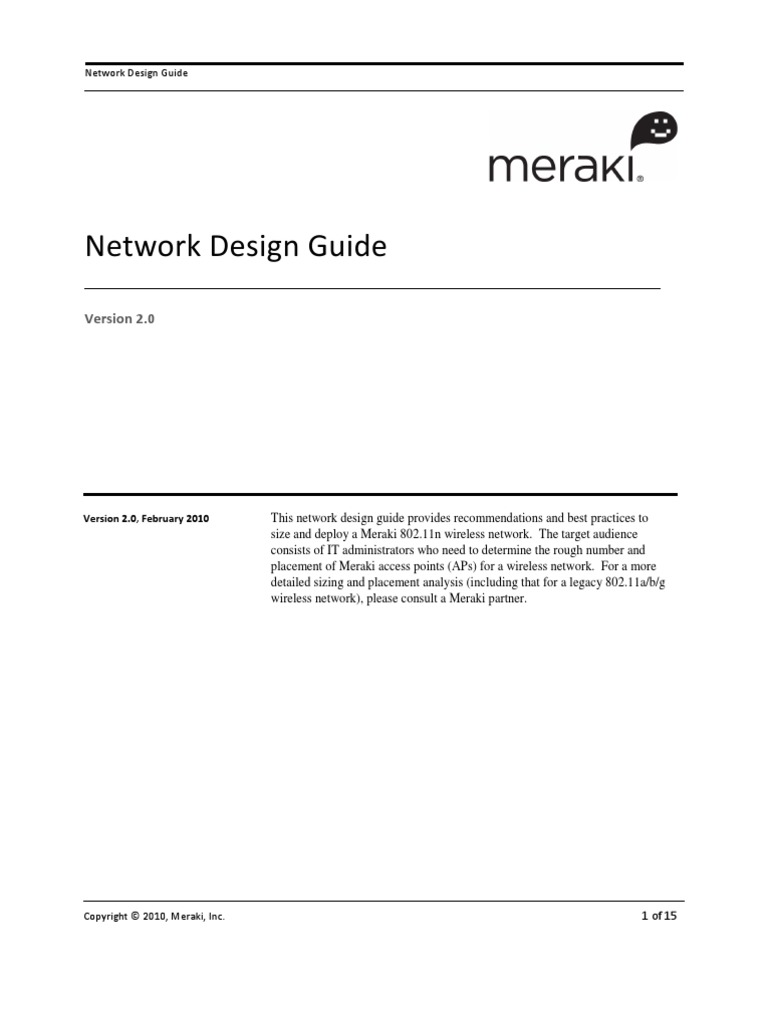Meraki Network Design Guide | PDF | Wireless Network | Computer Network