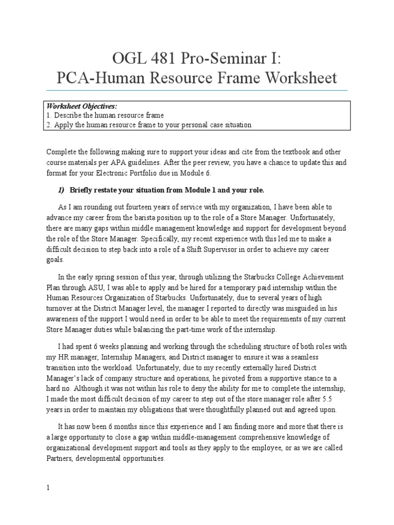 pca worksheet week 3 | PDF | Human Resource Management | Human Resources