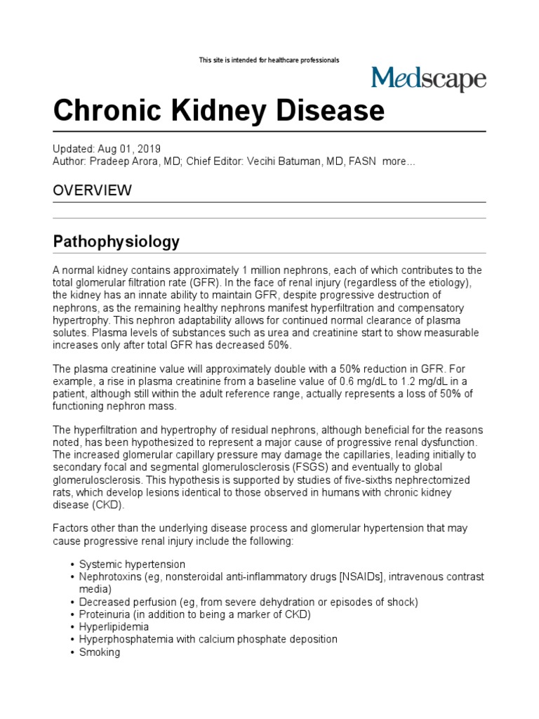 Chronic Kidney Disease: Pathophysiology | PDF | Chronic Kidney Disease ...