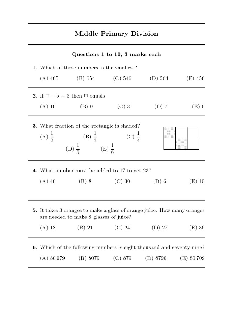 2006 Middle Primary | PDF