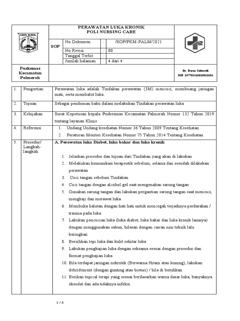 Sop Perawatan Luka Modern Palmerah | PDF