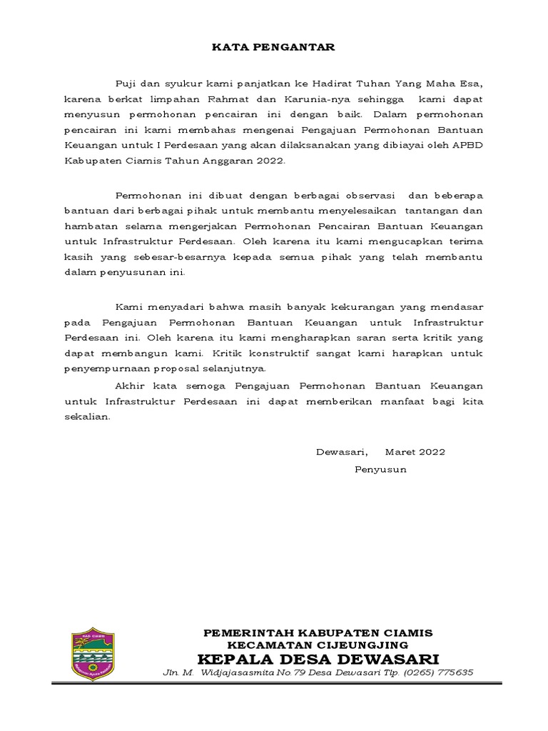 Permohonan Percairan Bankeu 2022 | PDF