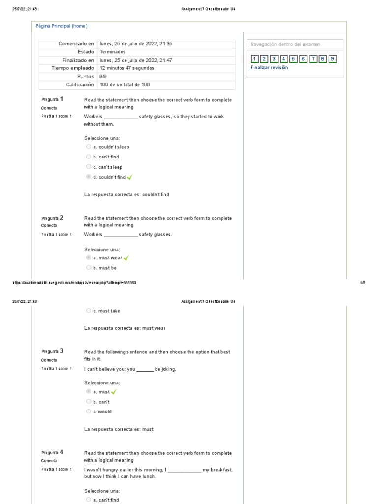 Assignment 7 Questionnaire U4 EXAMEN | PDF | Human Communication | Linguistics