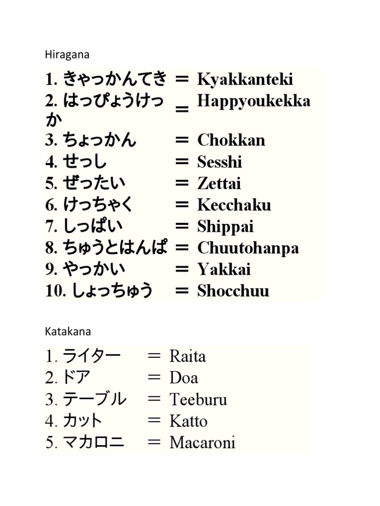 Latihan Membaca Hiragana Dan Katakana (Untuk Marketing) | PDF Latihan Membaca Hiragana Dan Katakana (Untuk Marketing) | PDF