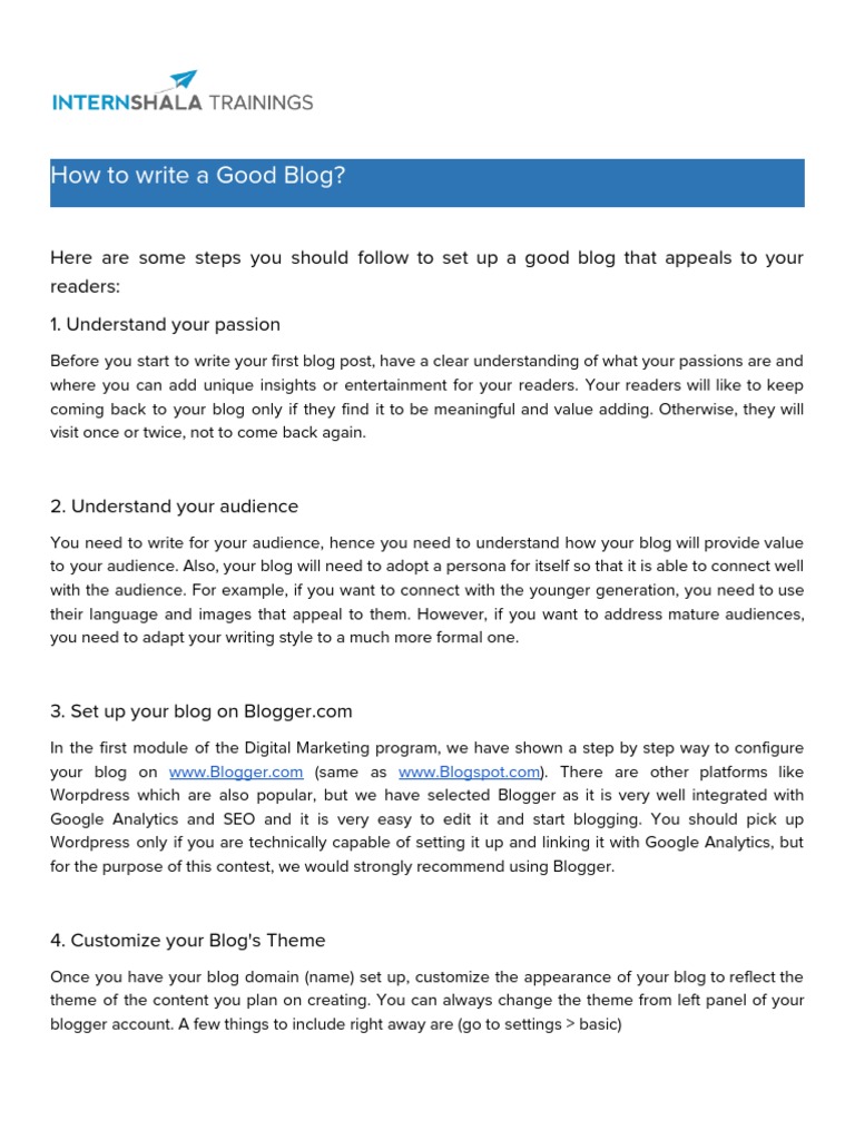 How To Write A Good Blog? | PDF | Blog | Search Engine Optimization