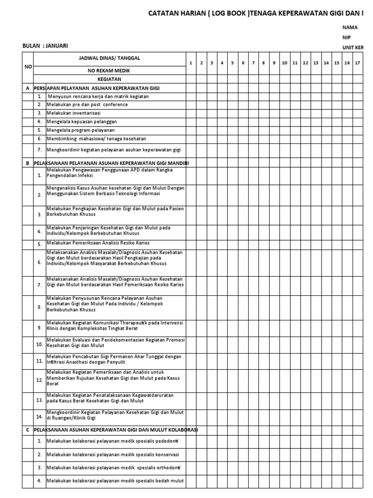 LOGBOOK Perawat Gigi | PDF