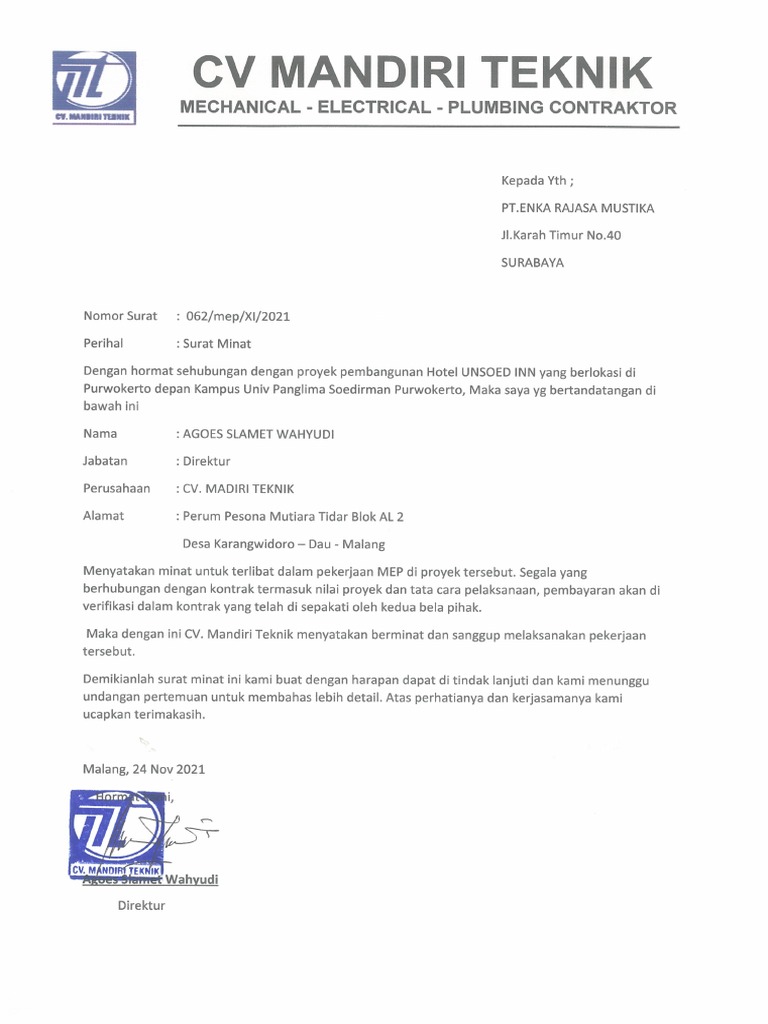 Surat Minat | PDF