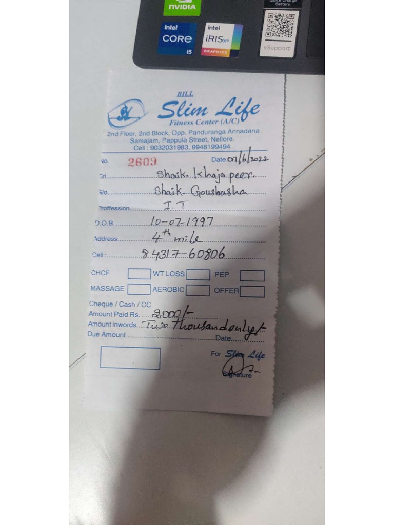 Gym Bill | PDF
