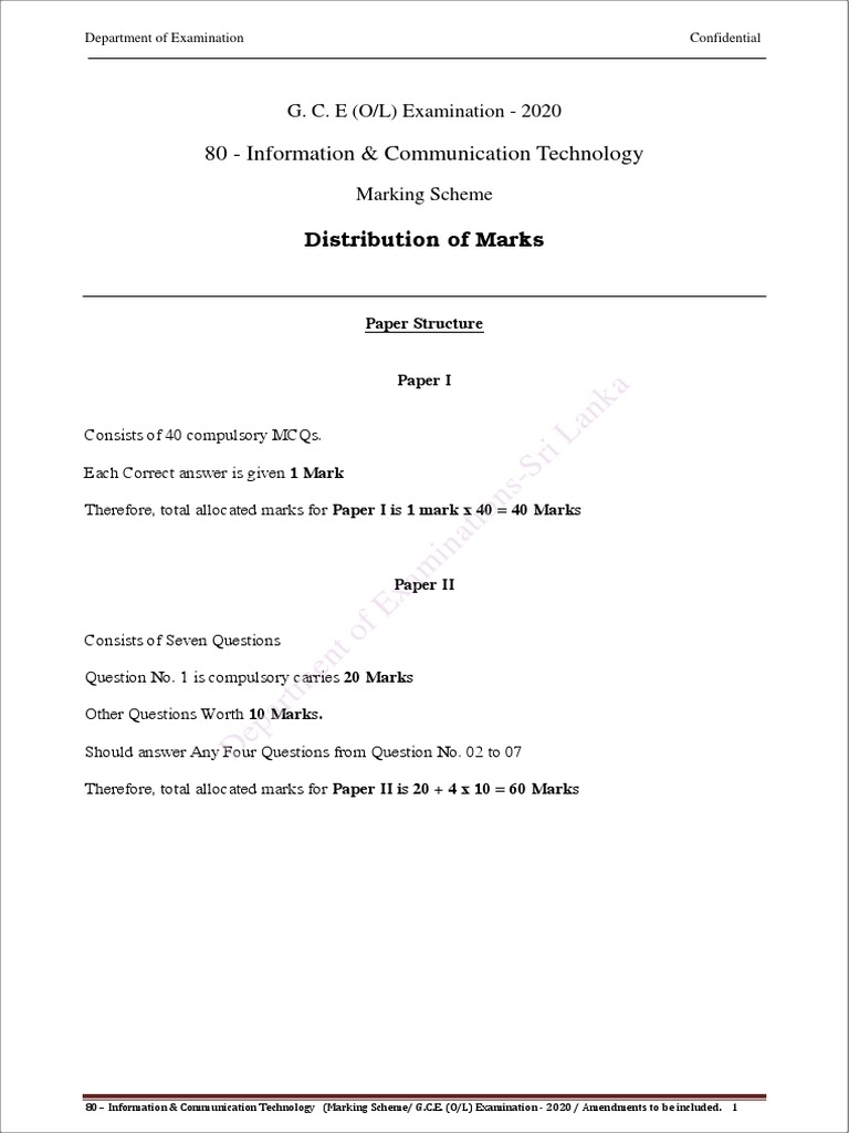 Standard Techniques For Marking Answer Scripts And Recording Marks For The Gce Ol 