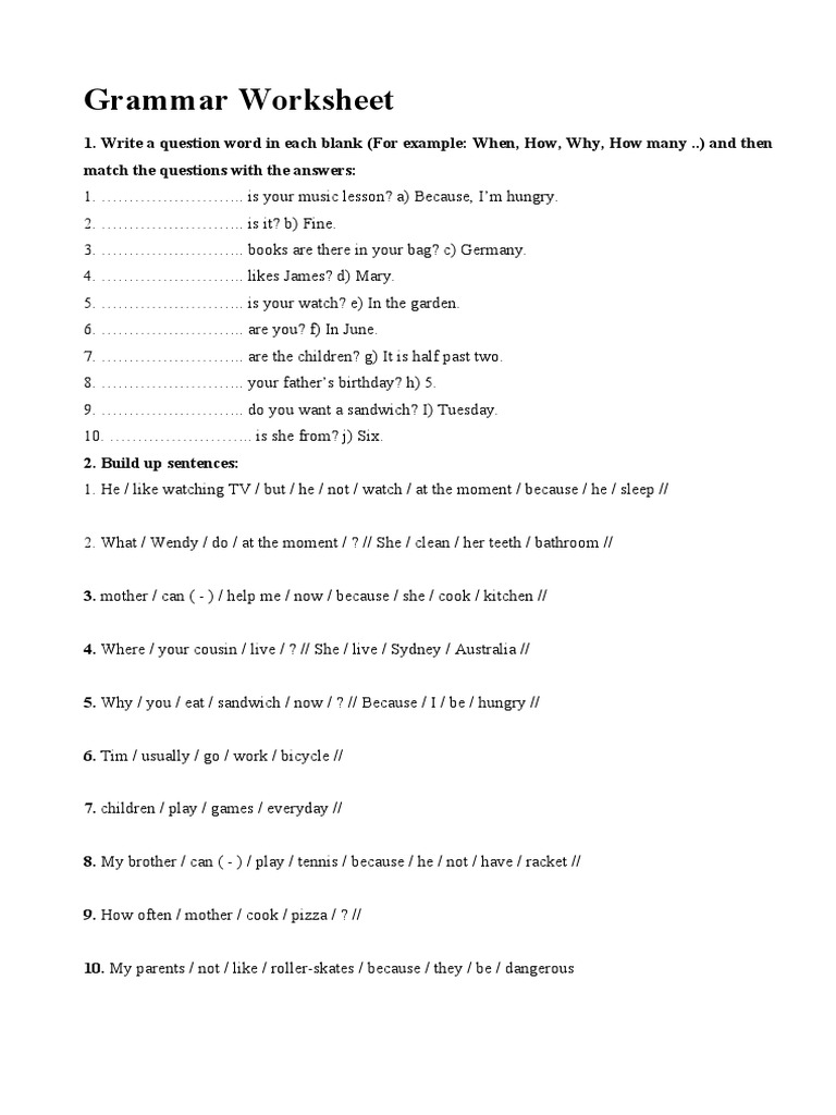 Grammar Worksheet-1 | PDF | Grammar | Linguistics