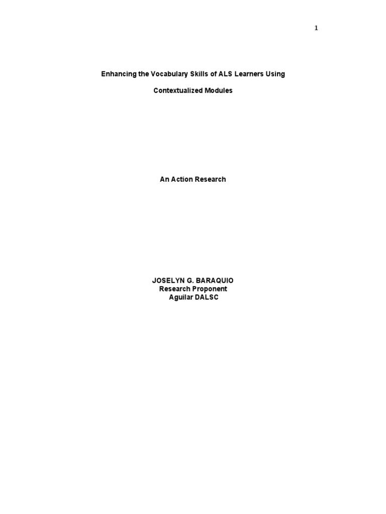 Enhancing The Vocabulary Skills of ALS Learners Using Contextualized Modules | PDF | Teaching ...