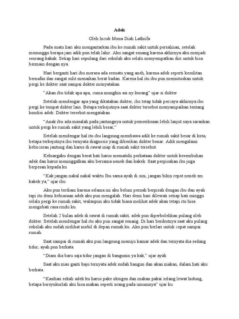 Cerpen Berjudul Adek | PDF