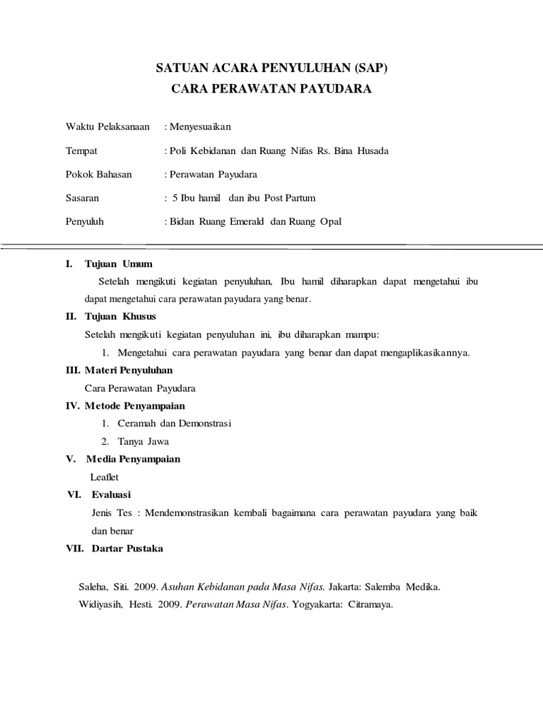 SAP Dan LEAFLET PERAWATAN PAYUDARA | PDF